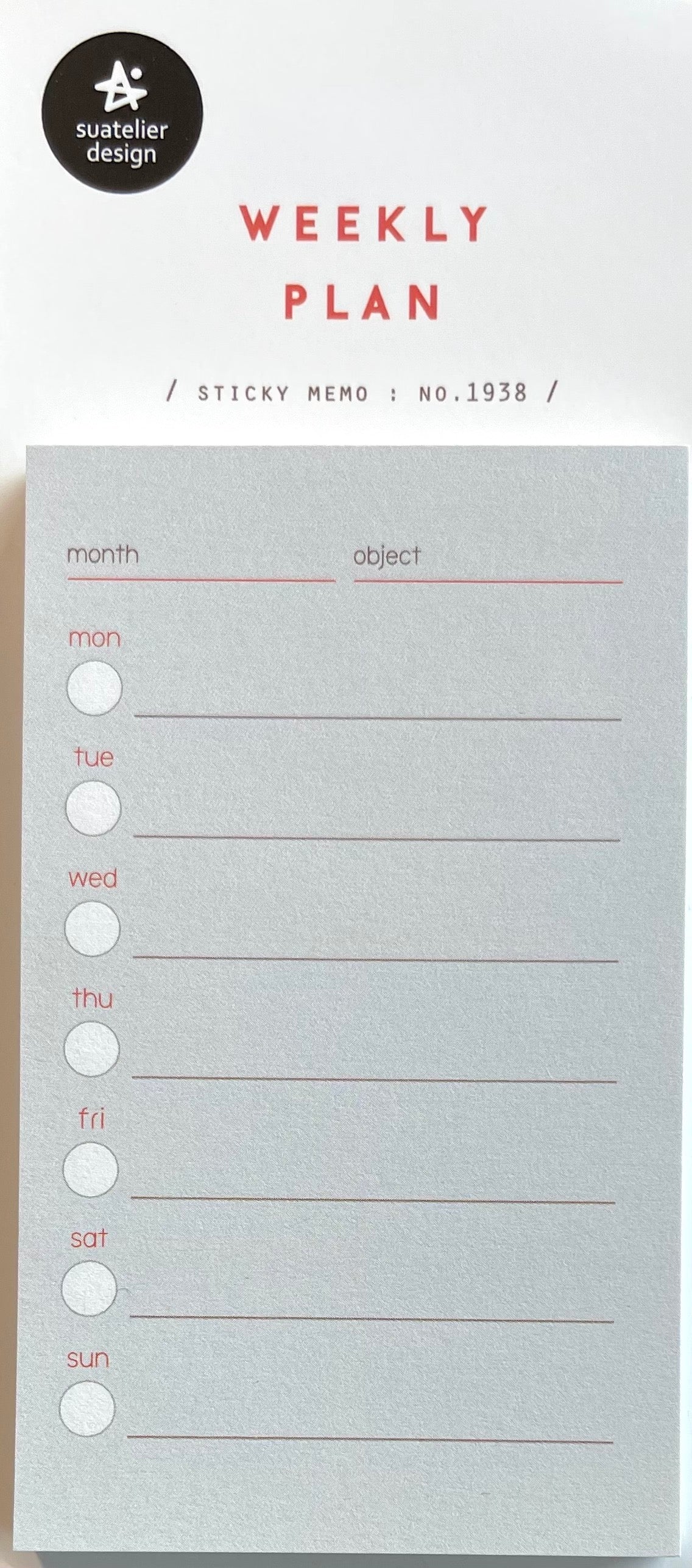 Suatelier sticky memo - Weekly plan - NOMADO Store